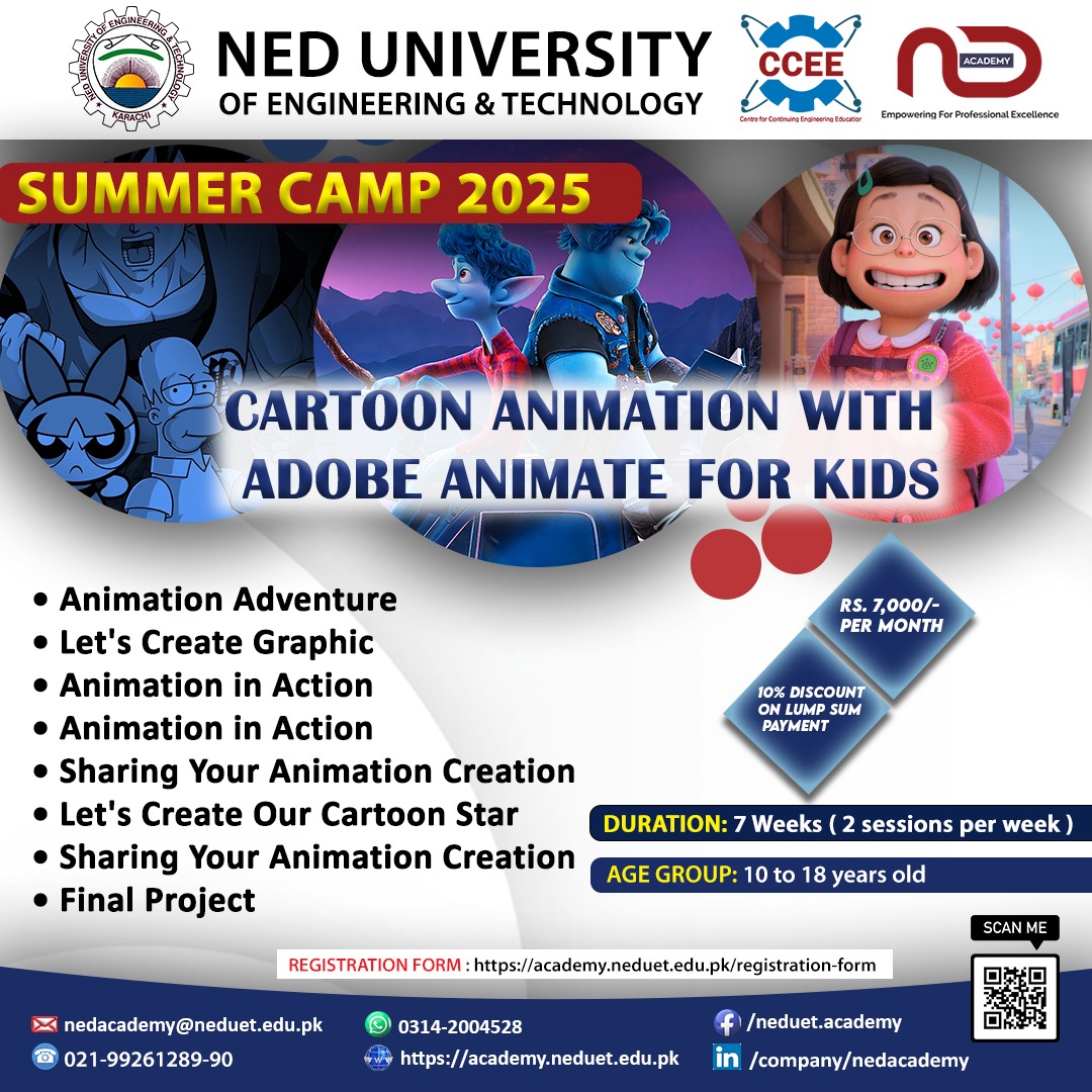 Cartoon Animation with Adobe Animate for Kids | NED Academy - CCEE | CMPP | PTMC